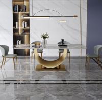 China Length 1.8m/2m Marble Dining Tables With Stainless Steel Legs for sale