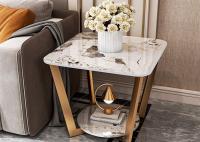 China Stainless Steel SS Edge Sofa Side Table Marble Top No Storage for sale