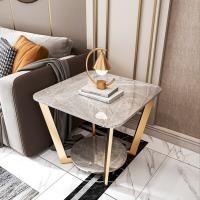 China Stainless Steel SS Edge Sofa Side Table Marble Top No Storage for sale