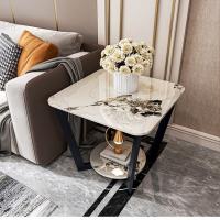 China Stainless Steel SS Edge Sofa Side Table Marble Top No Storage for sale