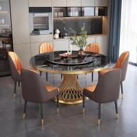 China Banquet Halls / Villas Round Counter Height Marble Dining Table For 6 for sale