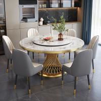 China Banquet Halls / Villas Round Counter Height Marble Dining Table For 6 for sale