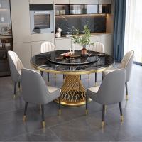 China Banquet Halls / Villas Round Counter Height Marble Dining Table For 6 for sale