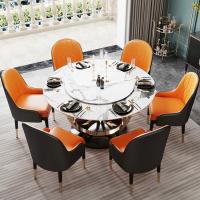 China Modern Stainless Steel Marble Round Dining Table With Turntable for sale
