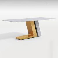 China Luxury Dining Tables With Marble Tops And Stainless Steel For Bulk Buy for sale