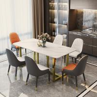 China 1.6 Meter Length Marble Apartment Dining Tables With Stainless Steel Leg for sale