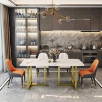 China 1.6 Meter Length Marble Apartment Dining Tables With Stainless Steel Leg for sale
