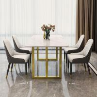 China 1.6 Meter Length Marble Apartment Dining Tables With Stainless Steel Leg for sale