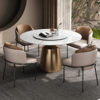 China Marble Top Stainless Steel Round Dining Room Tables Width 1.3M/1.5M for sale