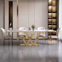 China Stainless Steel Marble Hotel Square Dining Room Table SEDIA Furniture for sale