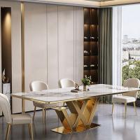 China Stainless Steel Marble Hotel Square Dining Room Table SEDIA Furniture for sale