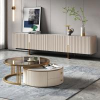 China Glass Top Minimalist Combined Coffee Table Circular Marble Side Table OEM for sale