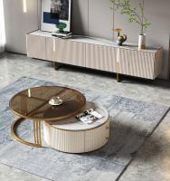 China Glass Top Minimalist Combined Coffee Table Circular Marble Side Table OEM for sale