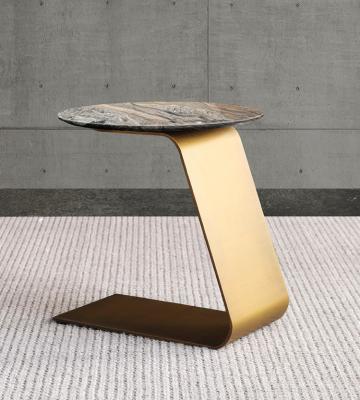 China Stainless Steel Leg Sofa Side Table Marble Counter Top Modern End Tables for sale