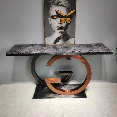 China Glossy Steel Frame Entrance Console Table Rectangular Height 78cm for sale