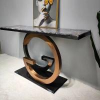 China Glossy Steel Frame Entrance Console Table Rectangular Height 78cm for sale