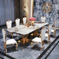 China Height 78cm Large Rectangular Marble Dining Square Table Marble Top for sale