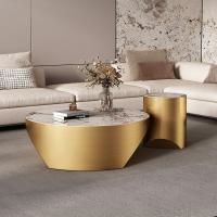 China Stainless Steel Circle Coffee And Dining Table Combined Marble for sale