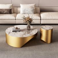 China Stainless Steel Circle Coffee And Dining Table Combined Marble for sale