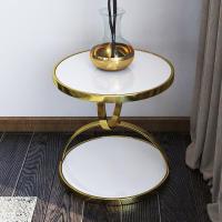 China Round SS Steel Surface Marble Sofa End Table For Sophisticated Spaces for sale
