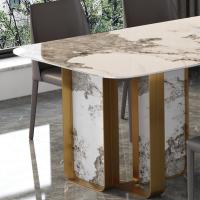 China Minimalist Stainless Steel Marble Dining Table For Contemporary Living for sale