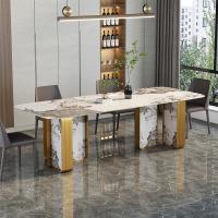 China Minimalist Stainless Steel Marble Dining Table For Contemporary Living for sale