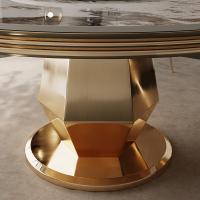 China Stainless Steel Marble Round Dining Room Tables Polished With Turntable for sale
