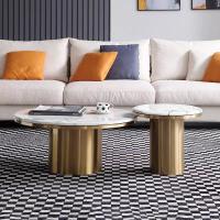 China White Marble Circular Combination Coffee Table OEM ODM for sale