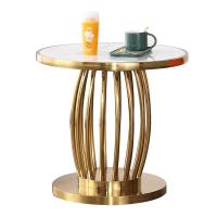 China Marble Table Top Sofa Side Table Stainless Steel Edge Circle End Table for sale