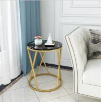 China Stainless Steel Marble Circular Sofa Side Table Smooth Surface for sale