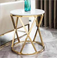 China Stainless Steel Marble Circular Sofa Side Table Smooth Surface for sale