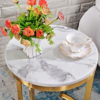 China Sleek Sofa Side Table Marble Stainless Edge Contemporary End Tables for sale