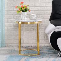 China Sleek Sofa Side Table Marble Stainless Edge Contemporary End Tables for sale
