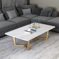 China Living Room Marble And Stainless Steel Coffee Table Height 0.45m for sale