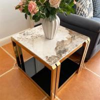China White Marble Top Sofa Table Modern End Tables For Living Room for sale