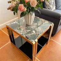 China White Marble Top Sofa Table Modern End Tables For Living Room for sale