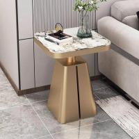 China Modern Stainless Steel Shelf Marble Sofa End Table Square Edge for sale