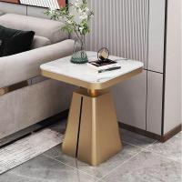 China Modern Stainless Steel Shelf Marble Sofa End Table Square Edge for sale