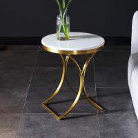 China SEDIA Metal Sofa End Table With Marble Top Smooth Surface for sale