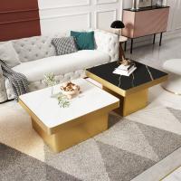 China Marble Square Minimalist Combination Coffee Table With Stainless Steel Leg for sale