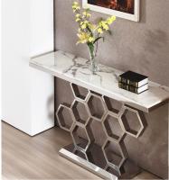 China Wholesale Marble Console Tables With Sleek Stainless Steel Base for sale