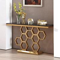 China Wholesale Marble Console Tables With Sleek Stainless Steel Base for sale
