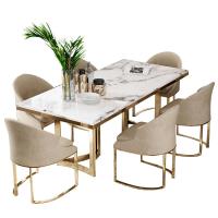 China Light Luxury Simple Stainless Steel Marble Square Dining Table for sale