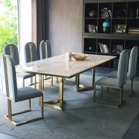 China Light Luxury Simple Stainless Steel Marble Square Dining Table for sale