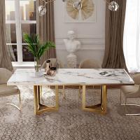 China Light Luxury Simple Stainless Steel Marble Square Dining Table for sale