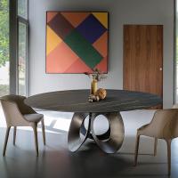 China Marble Banquet Hall Restaurant Circular Dining Table With Stainless Steel Legs for sale