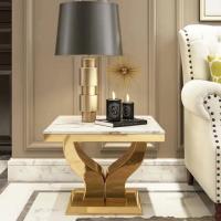 China Customized Stainless Steel Edge Table Required Assembly Gold Finish for sale