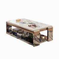 China Modern Stainless Steel Marble Hotel Banquet Hall Square Coffee Table for sale