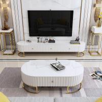China Modern Stainless Steel Marble Oval Coffee Tea Table With Drawers for sale