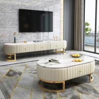 China Modern Stainless Steel Marble Oval Coffee Tea Table With Drawers for sale